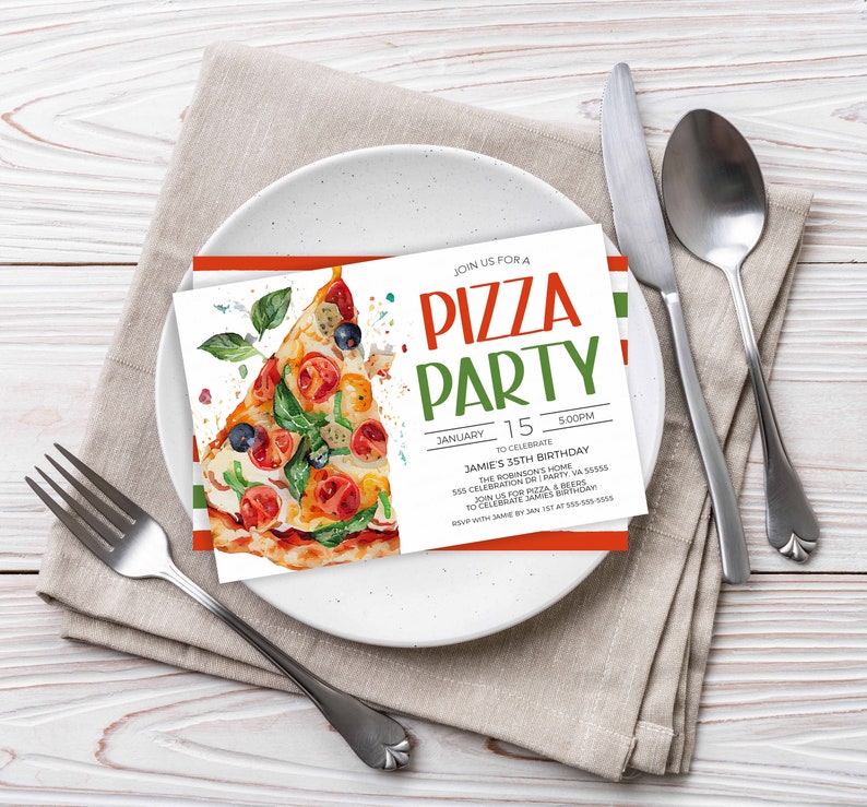 Pizza Party Invitation Pizza Party Invite Pizza Birthday - Etsy