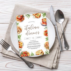 Italian Dinner Invitation, Italian Theme Invite, Pasta Dinner ...