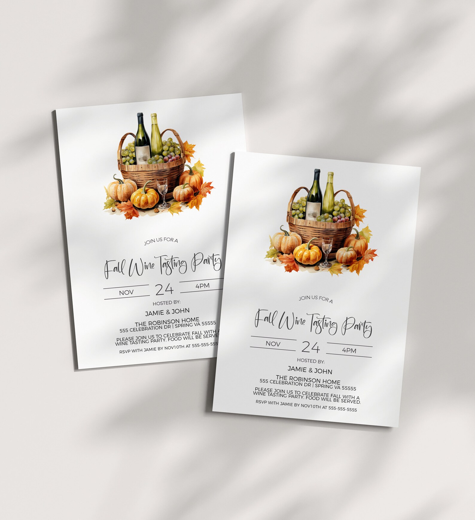 Fall Wine Tasting Invitation, Autumn Wine Party Invite, Fall Wine and ...