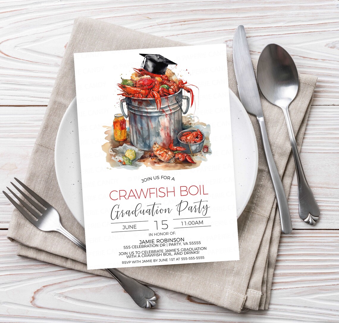 Crawfish Boil Graduation Invitation Crawfish Boil Grad - Etsy
