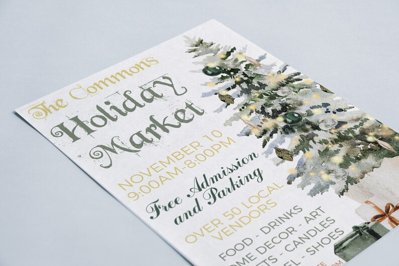 Editable Holiday Market Invitation, Winter Holiday Invite, Boutique ...