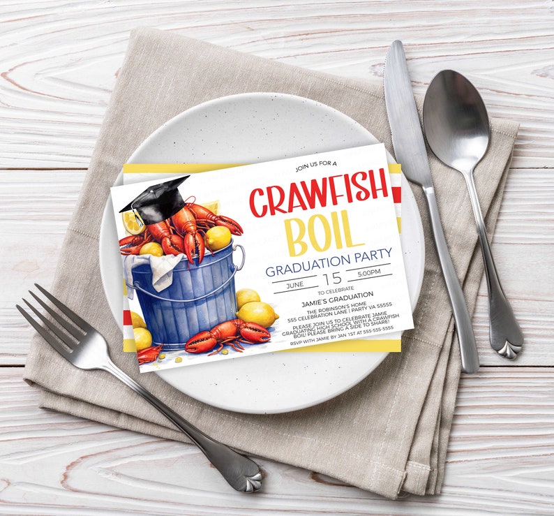 Crawfish Boil Graduation Invitation Crawfish Boil Grad - Etsy