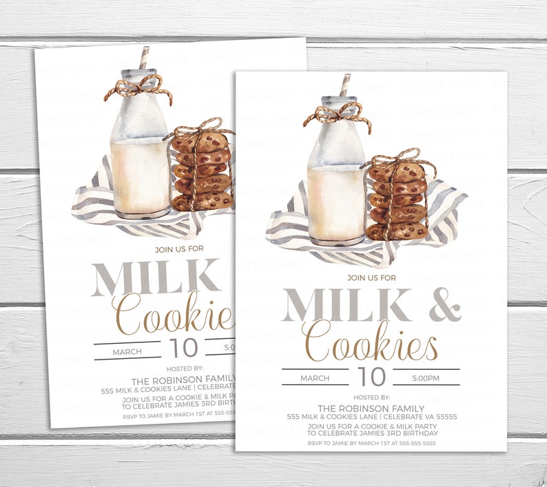 Milk and Cookies Party Invitation, Milk & Cookie Invite, Milk and ...