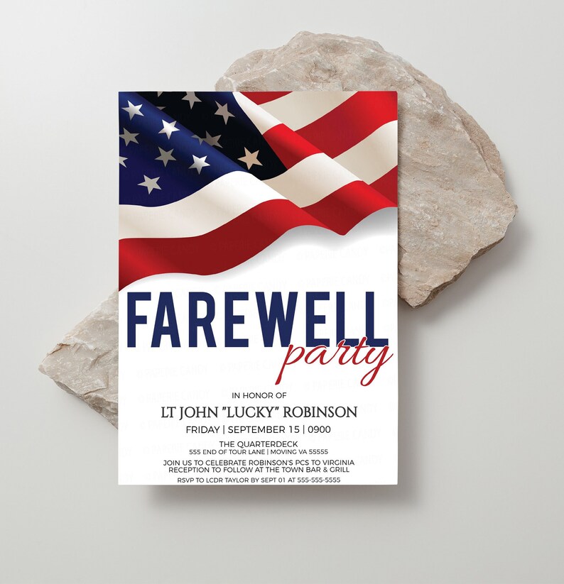 Military Farewell Party Invitation, American Flag Invite, Hail & Bail ...