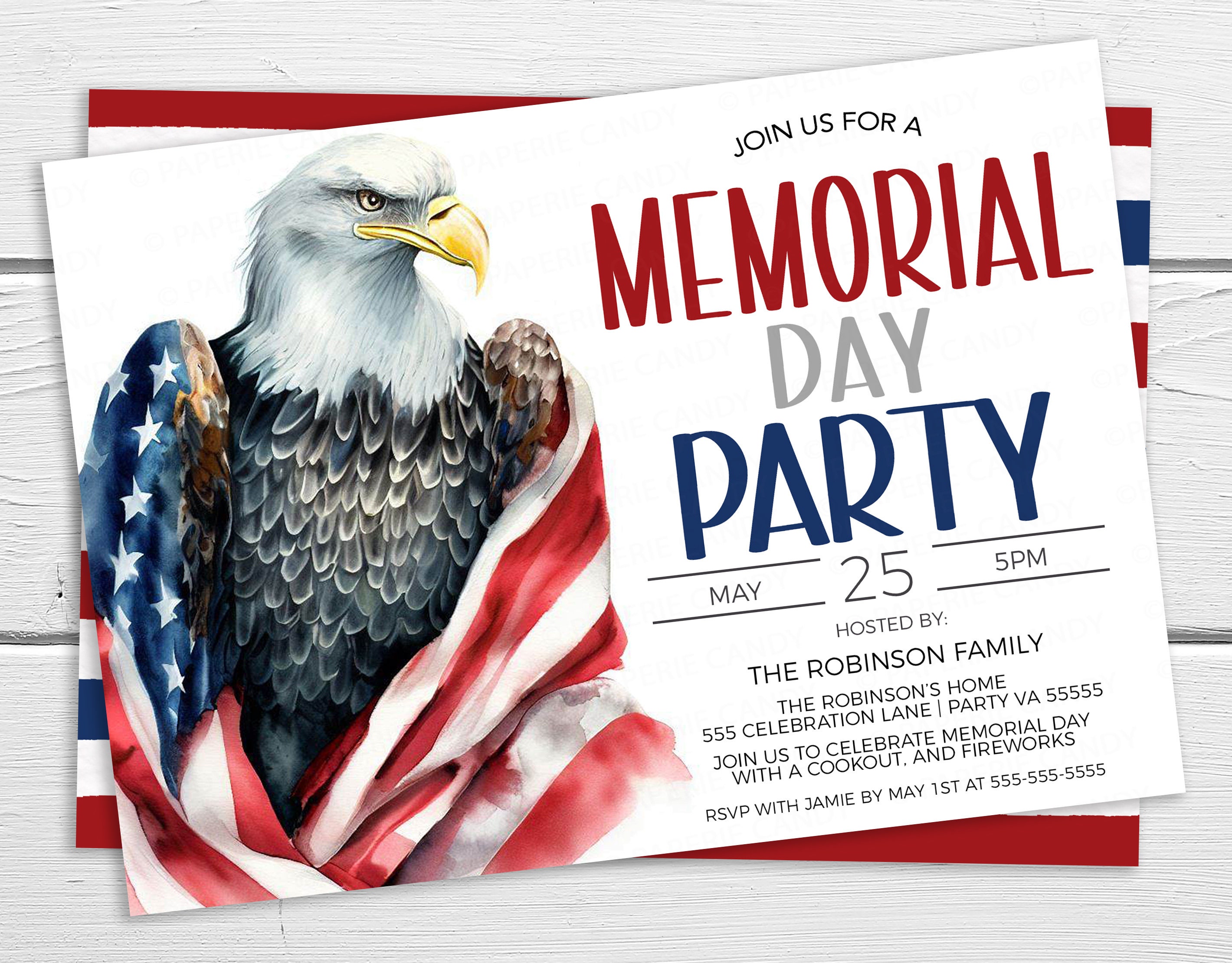 Memorial Day BBQ Invitation, Memorial Day Invite, Memorial Day Cookout ...