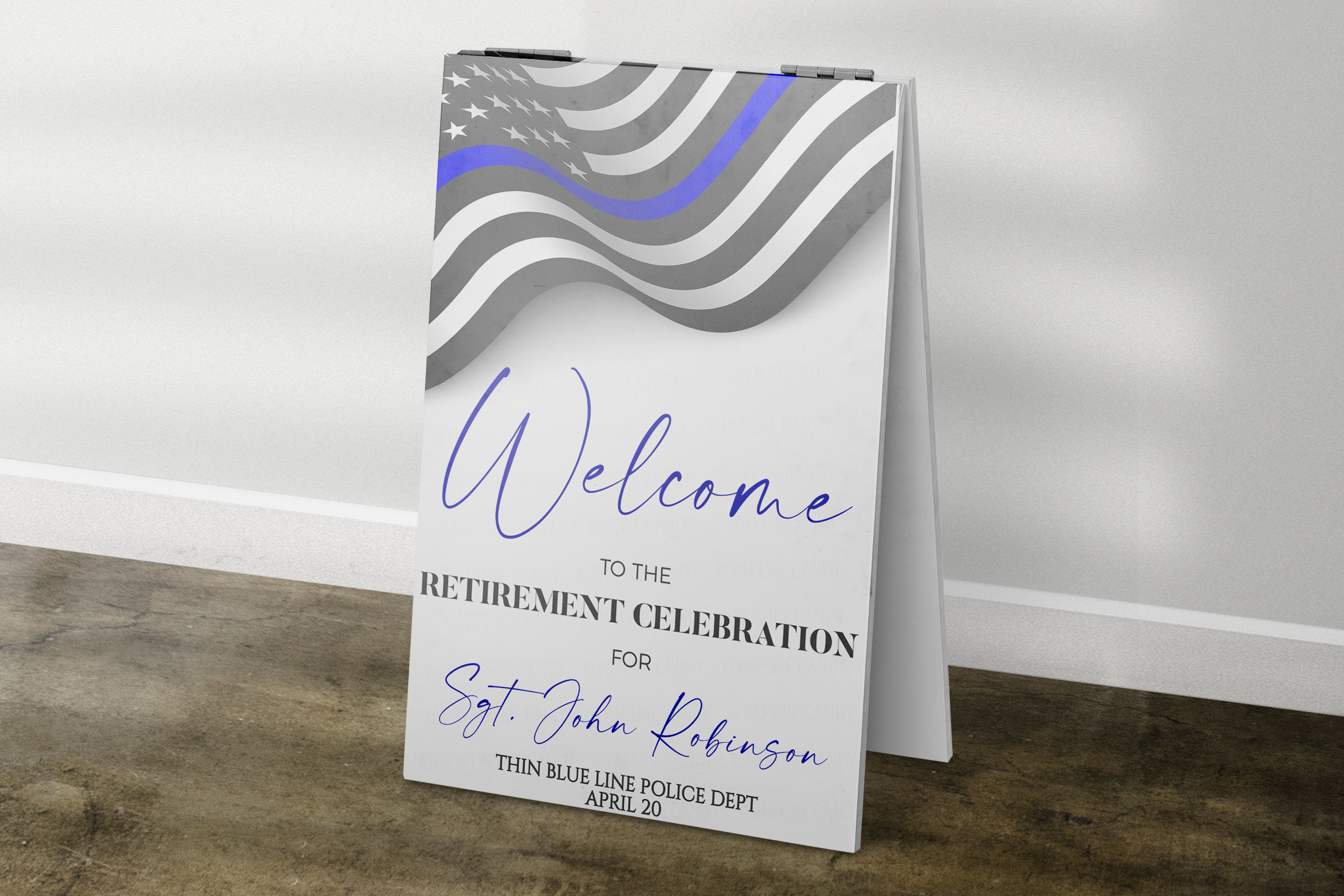 Police Officer Retirement Sign Editable Thin Blue Line - Etsy