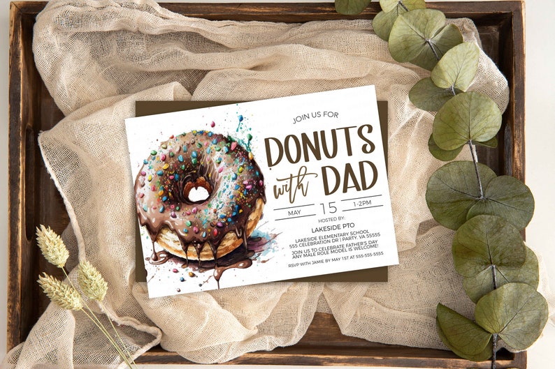 Donuts With Dad Invitation Father's Day Donut Invite - Etsy