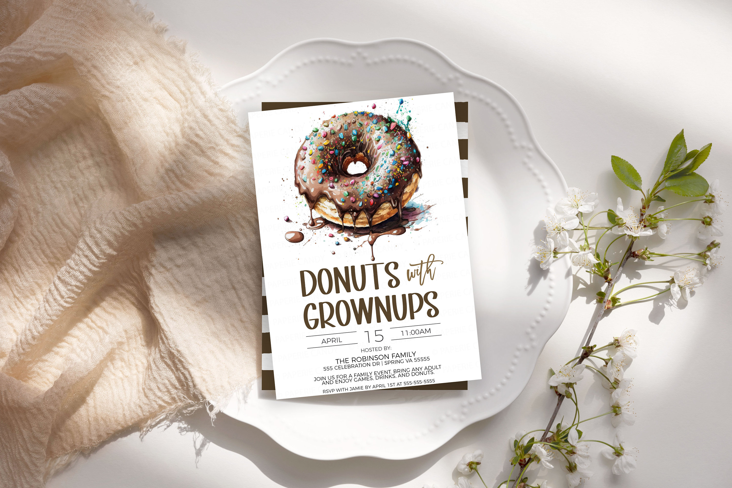Donuts With Grownups Invitation, Family Donut Invite, School Church ...