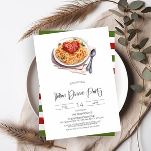 Italian Pasta Dinner Invitation, Spaghetti Pasta Engagement Rehearsal ...