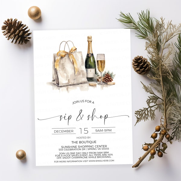 Holiday Sip and Shop Invitation - Etsy
