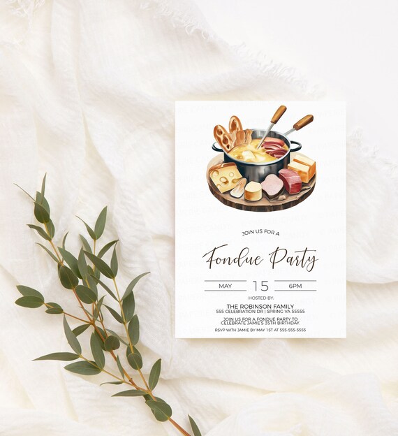 Fondue Party Invitation Adult Birthday