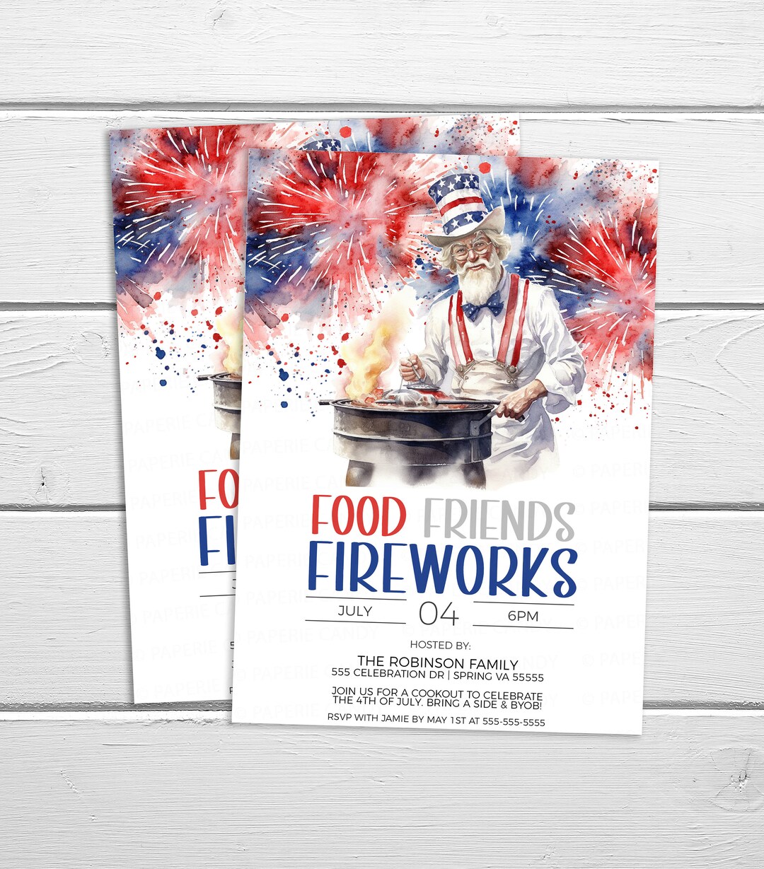 4th of July BBQ Invitation Independence Day Cookout Invite - Etsy