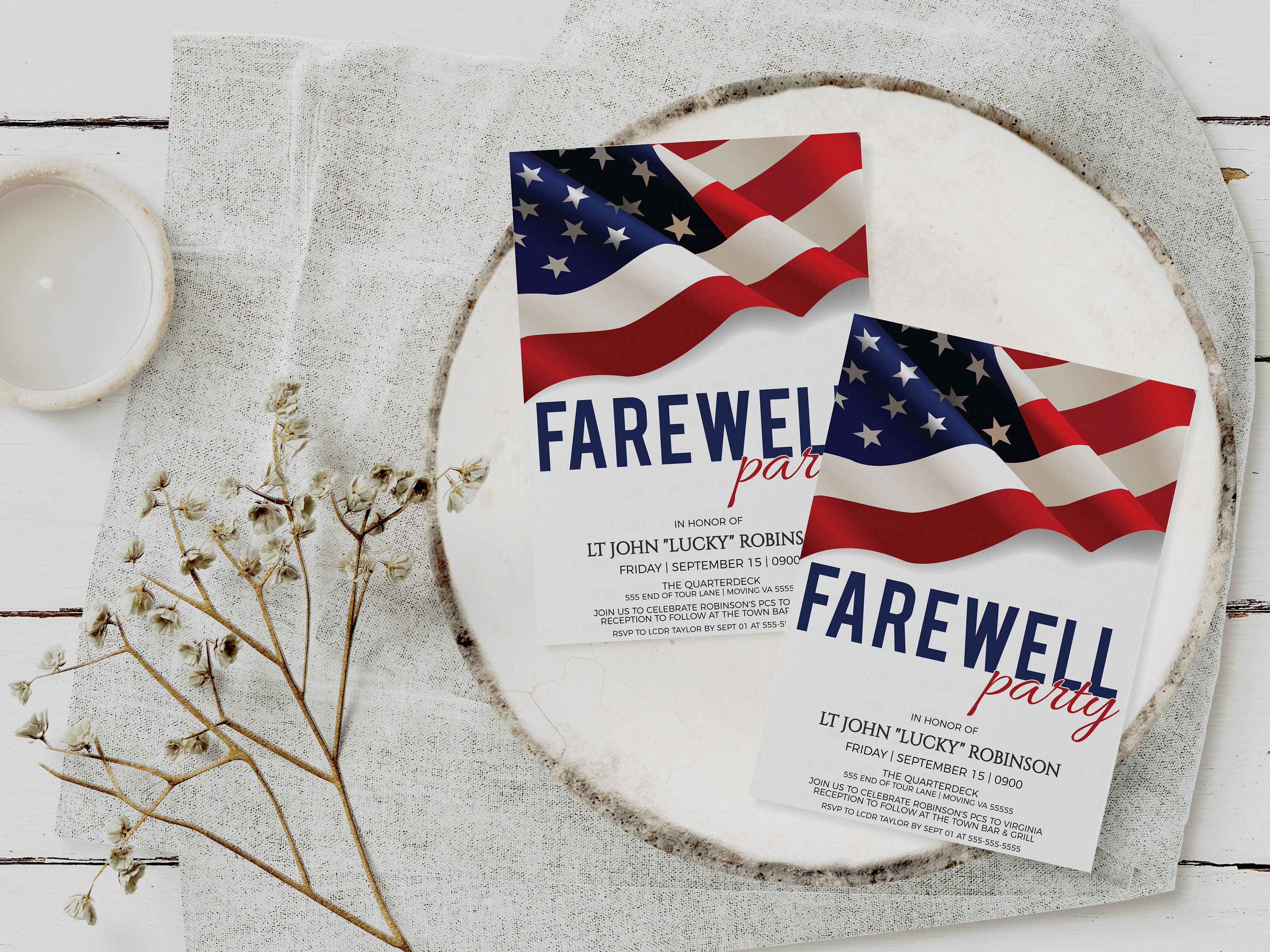Military Farewell Party Invitation, American Flag Invite, Hail & Bail ...