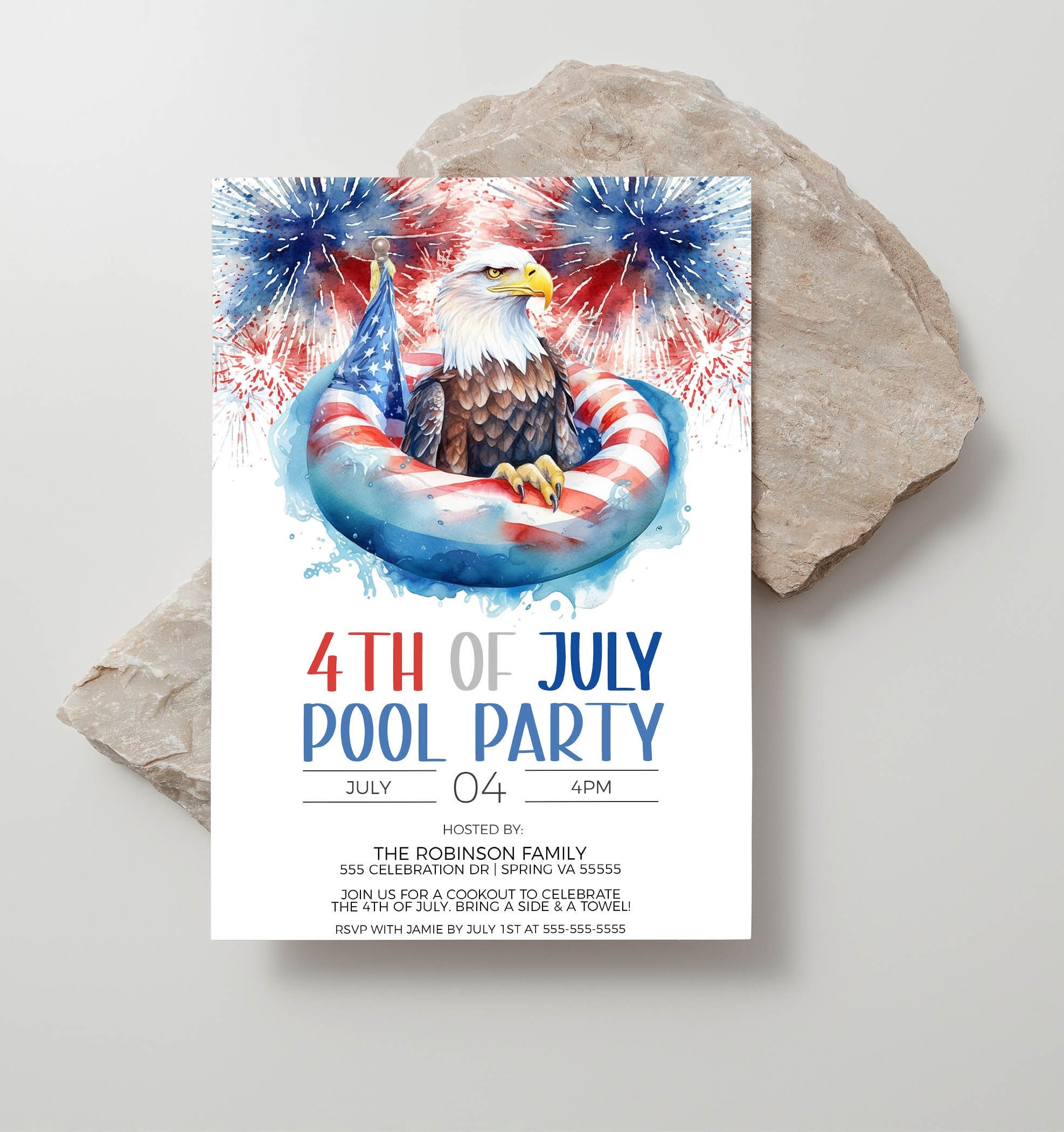 4. Juli Pool Party Einladung, Unabhängigkeitstag Pool Party einladen, 4 ...