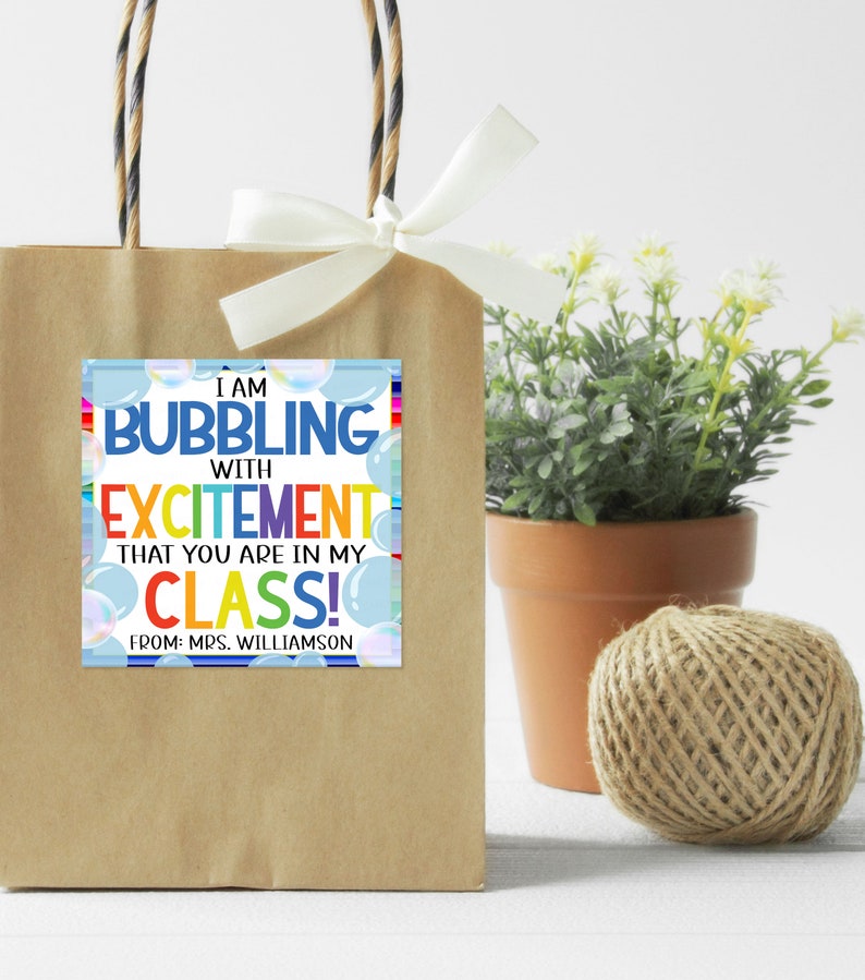 Back to School Bubbles Gift Tags, Bubbling With Excitement, First Day ...