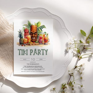 Tiki Invitation, Tiki Party Invite, Hawaiian Party, Tropical Luau Party ...