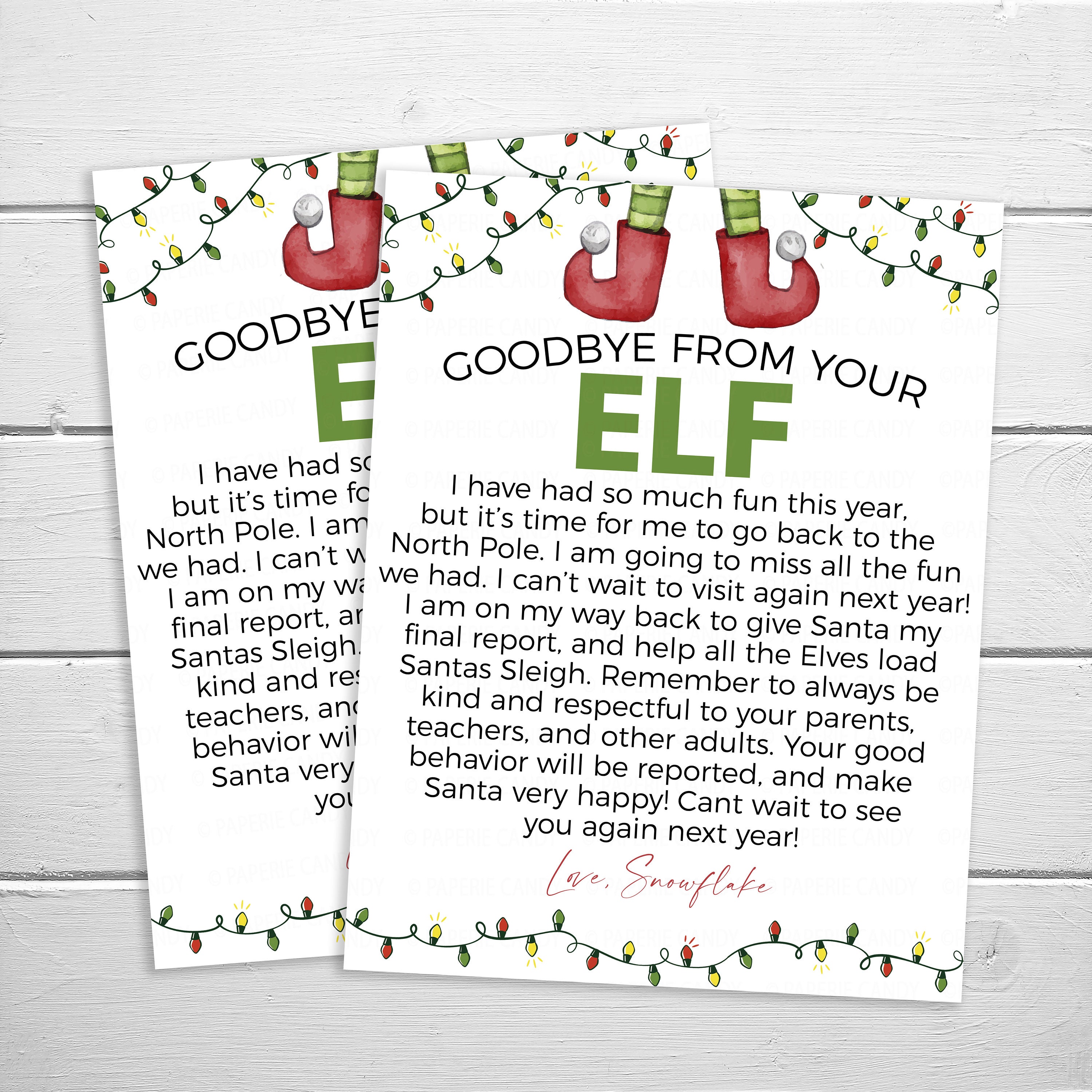 Editable Goodbye Elf Letter, Goodbye Note From Elf, Goodbye Elf Report ...