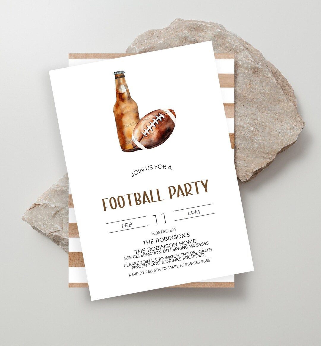 Football Party Invitation, the Big Game Invite, Friends Food & Football ...