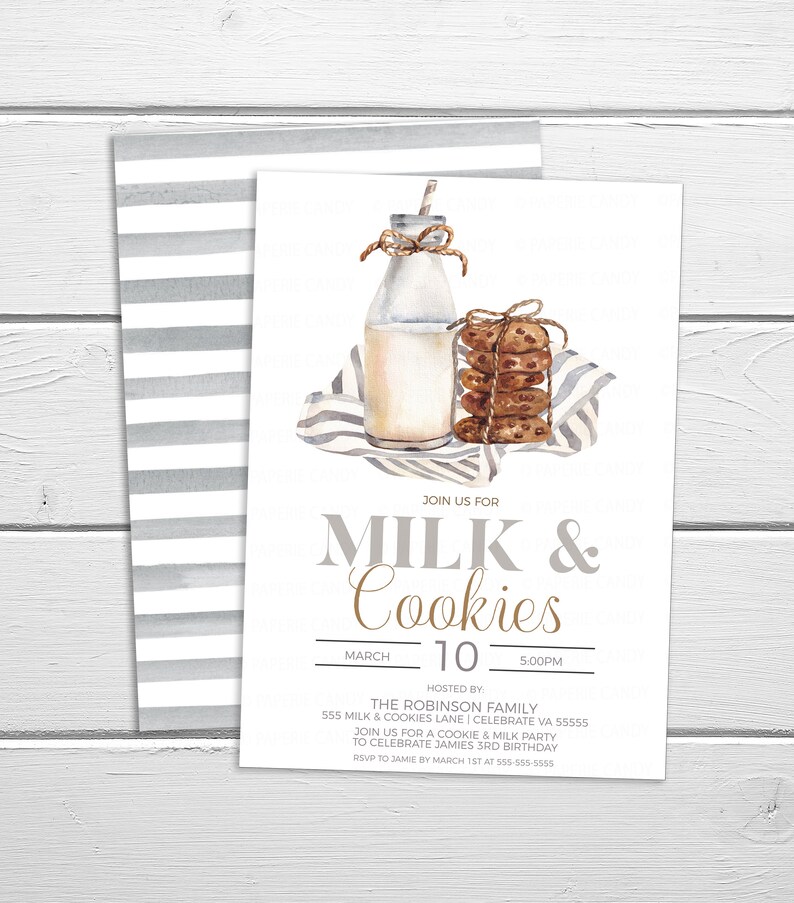 Milk and Cookies Party Invitation, Milk & Cookie Invite, Milk and ...