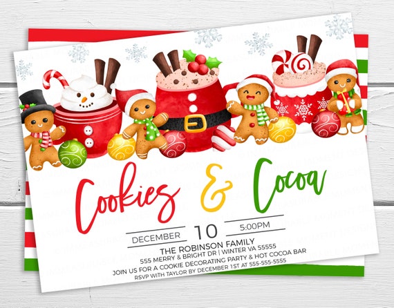Cookies & Cocoa Party Invitation, Editable Cookie Decorating Party, Hot ...