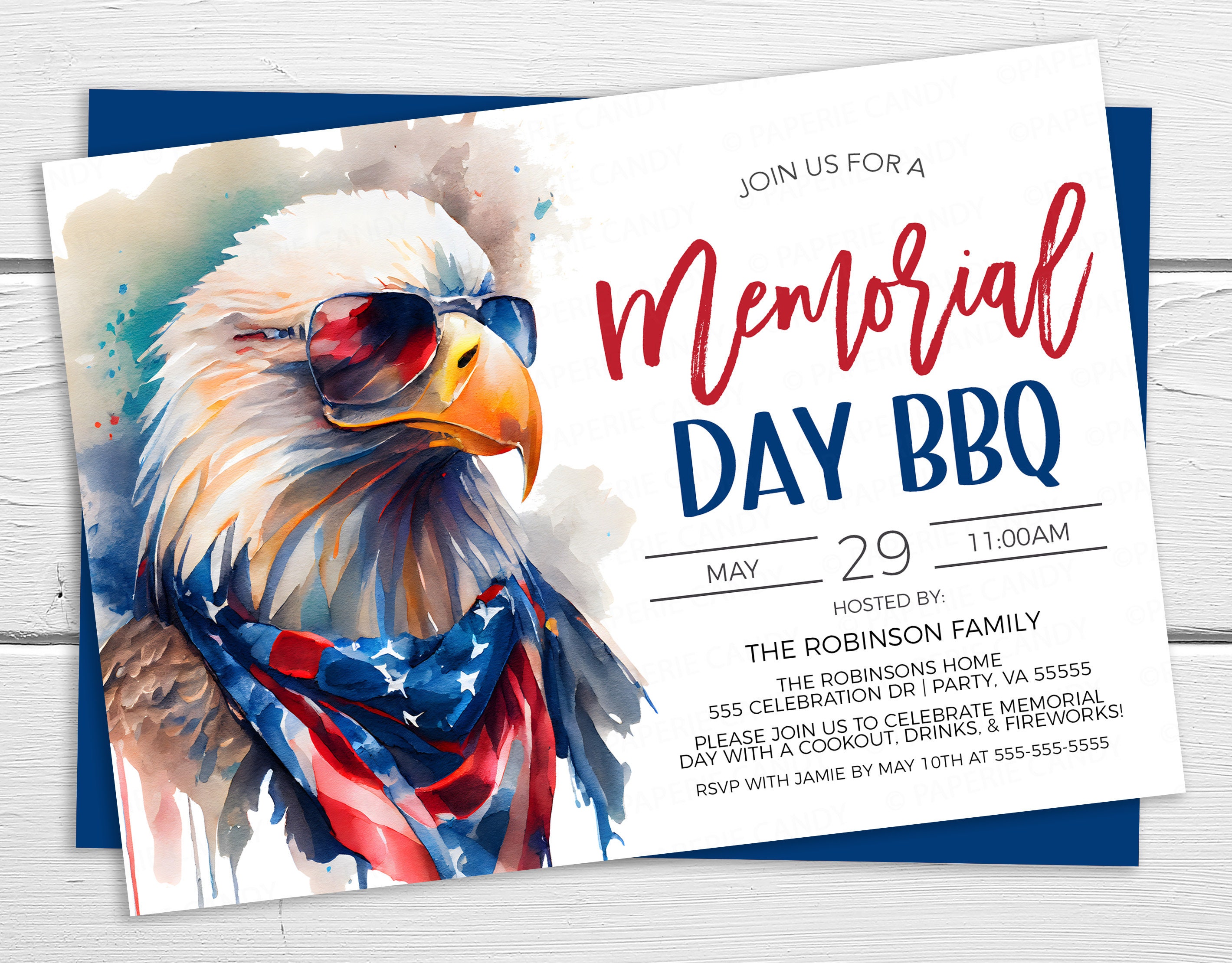 Memorial Day BBQ Invitation, Memorial Day Invite, Memorial Day Cookout ...