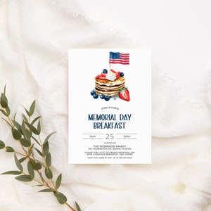Memorial Day Breakfast Invitation, Memorial Day Pancake Breakfast ...