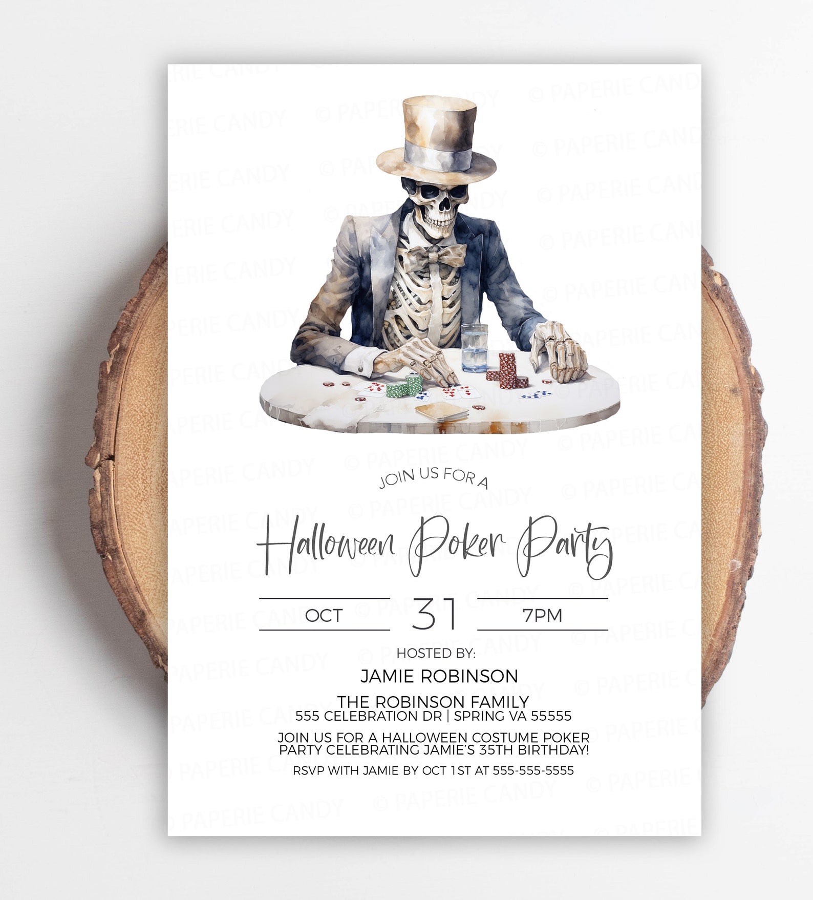 Halloween Poker Night Party Invitation, Halloween Poker Birthday Night ...