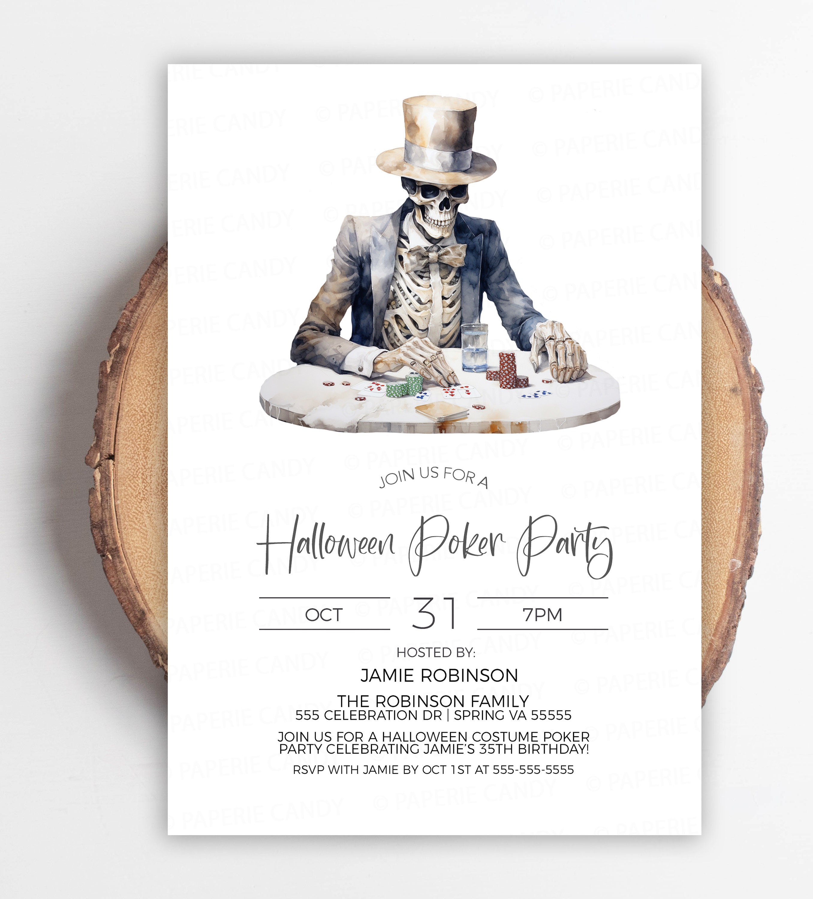 Halloween Poker Night Party Invitation, Halloween Poker Birthday Night ...