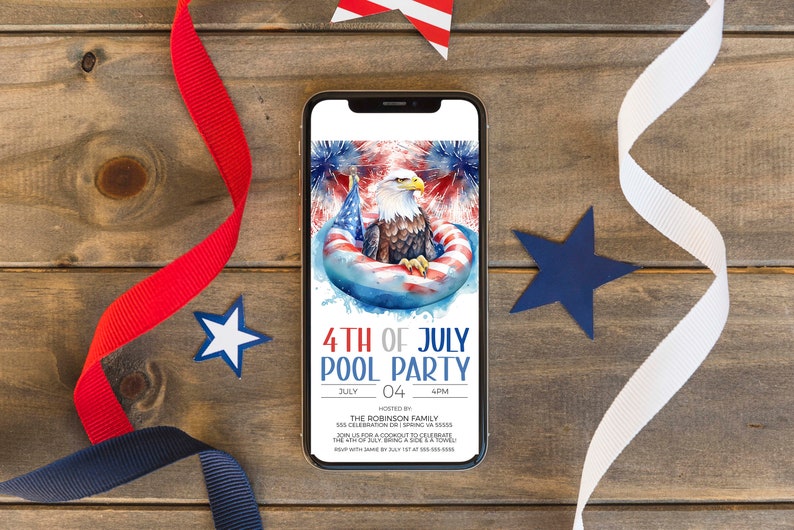 4th of July Pool Party Invitation Independence Day Pool Party - Etsy