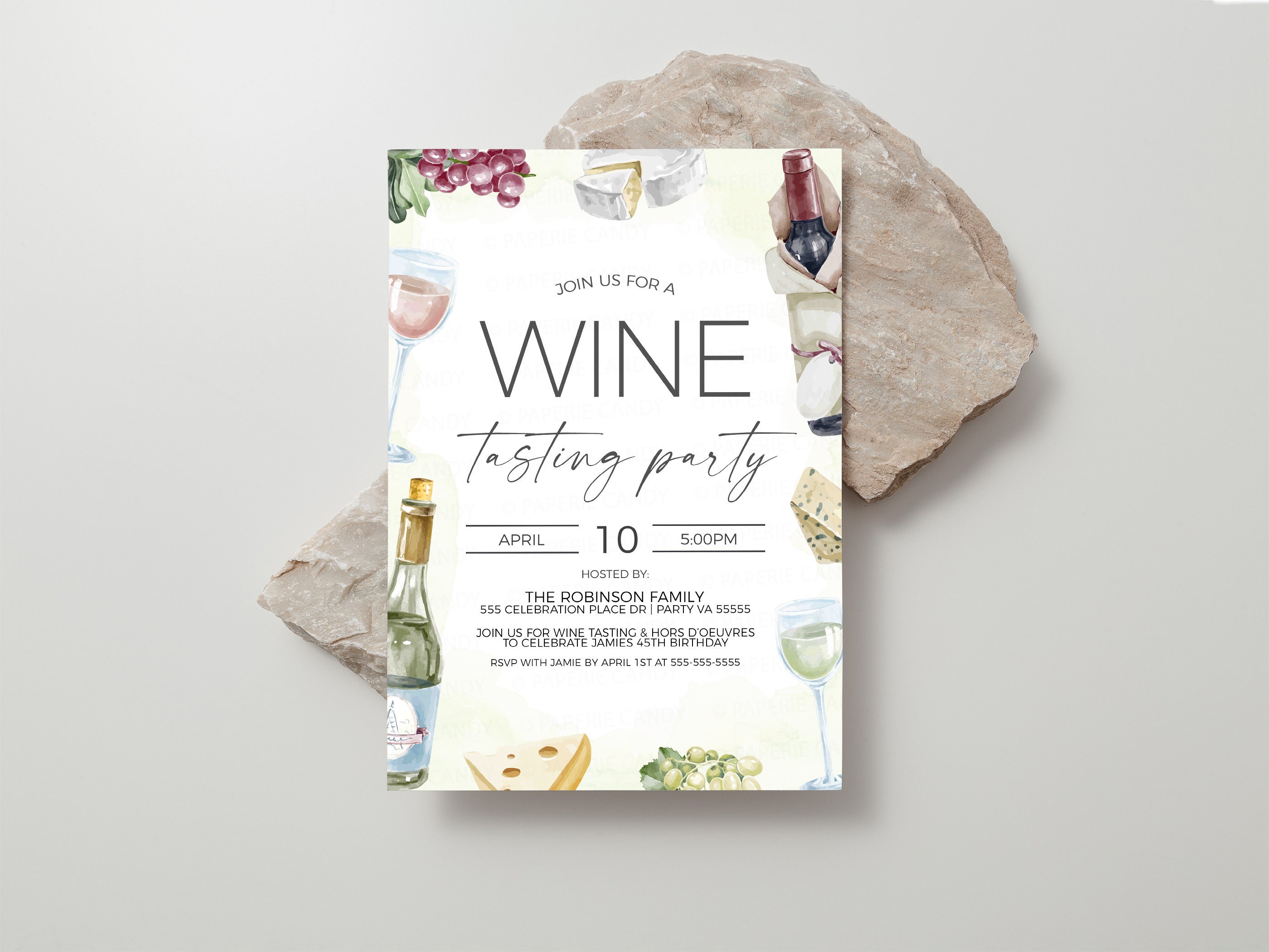 Wine Tasting Invitation Wine & Cheese Invite Vineyard Event - Etsy