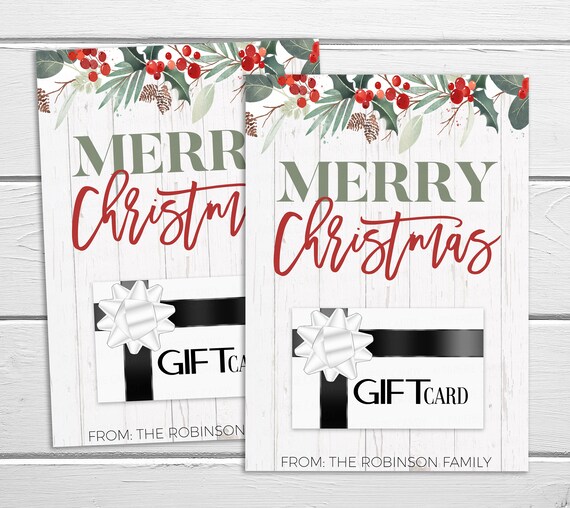 Merry Christmas Gift Card Holder, Rustic Holiday Gift Card Holder, Gift ...