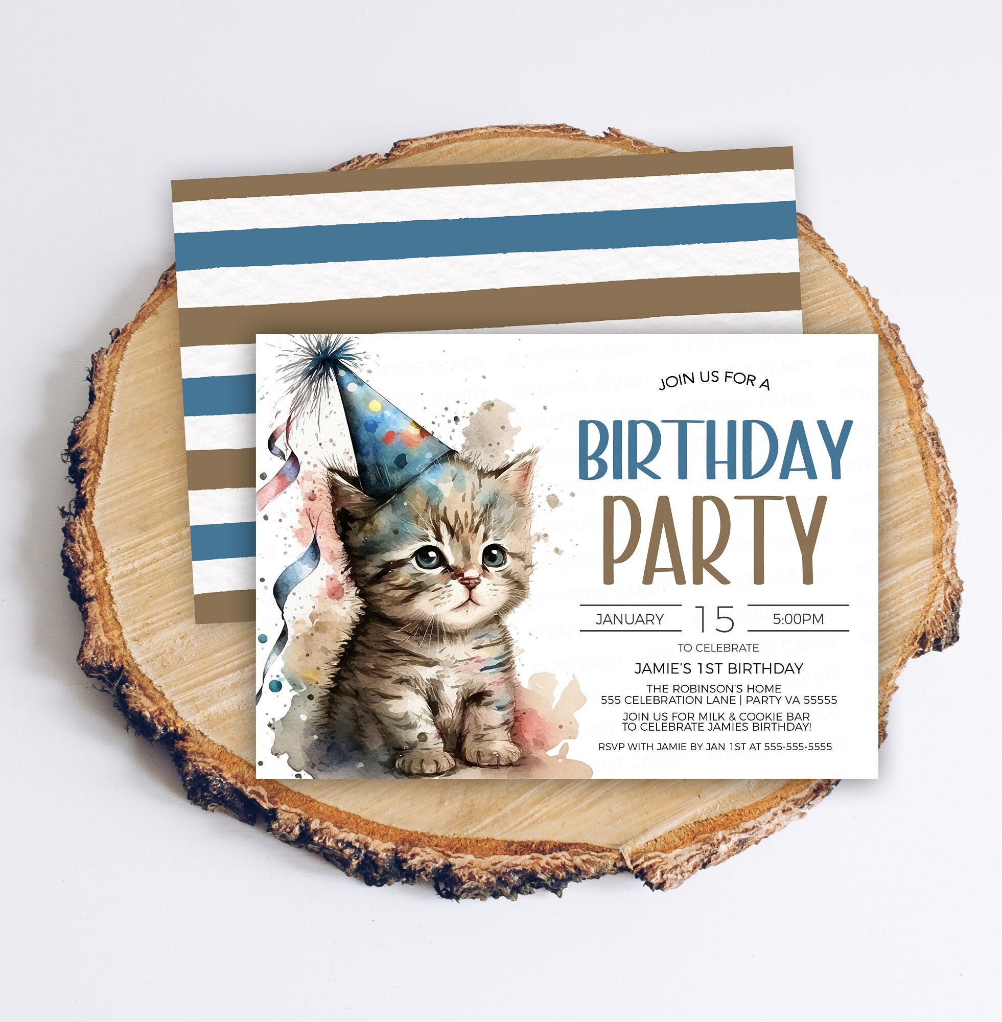 Kitten Invitation Kitten Party Invite Kids Cat Birthday - Etsy