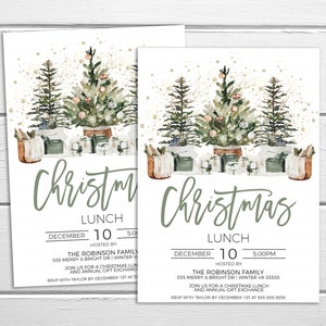Editable Christmas Lunch Party Invitation, Brunch Luncheon Dinner ...