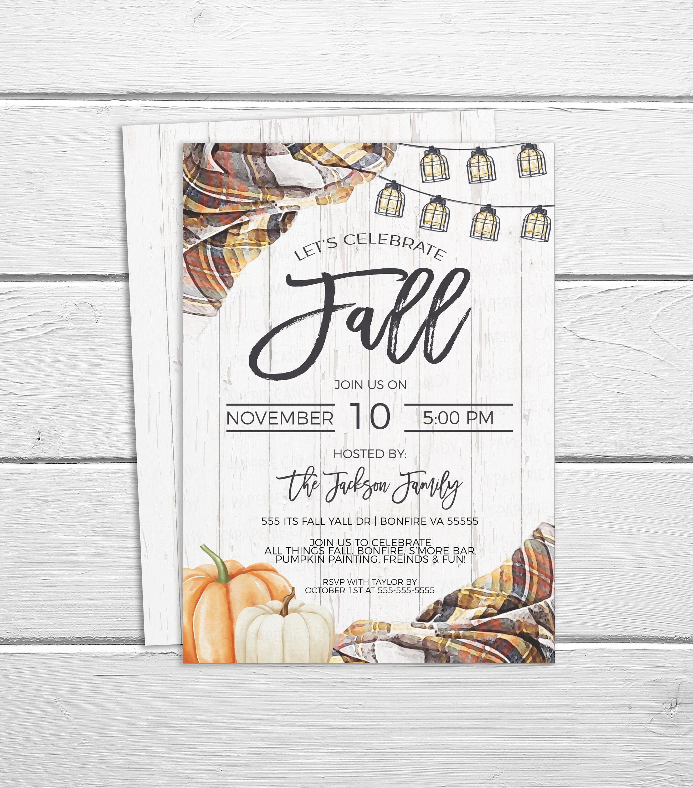 Fall Celebration Invitation, Autumn Neighborhood Fall Fest Party Invite ...