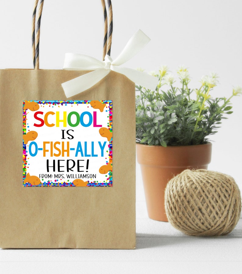 Back to School Goldfish Gift Tags, School is O-fish-ally Here, Goldfish ...