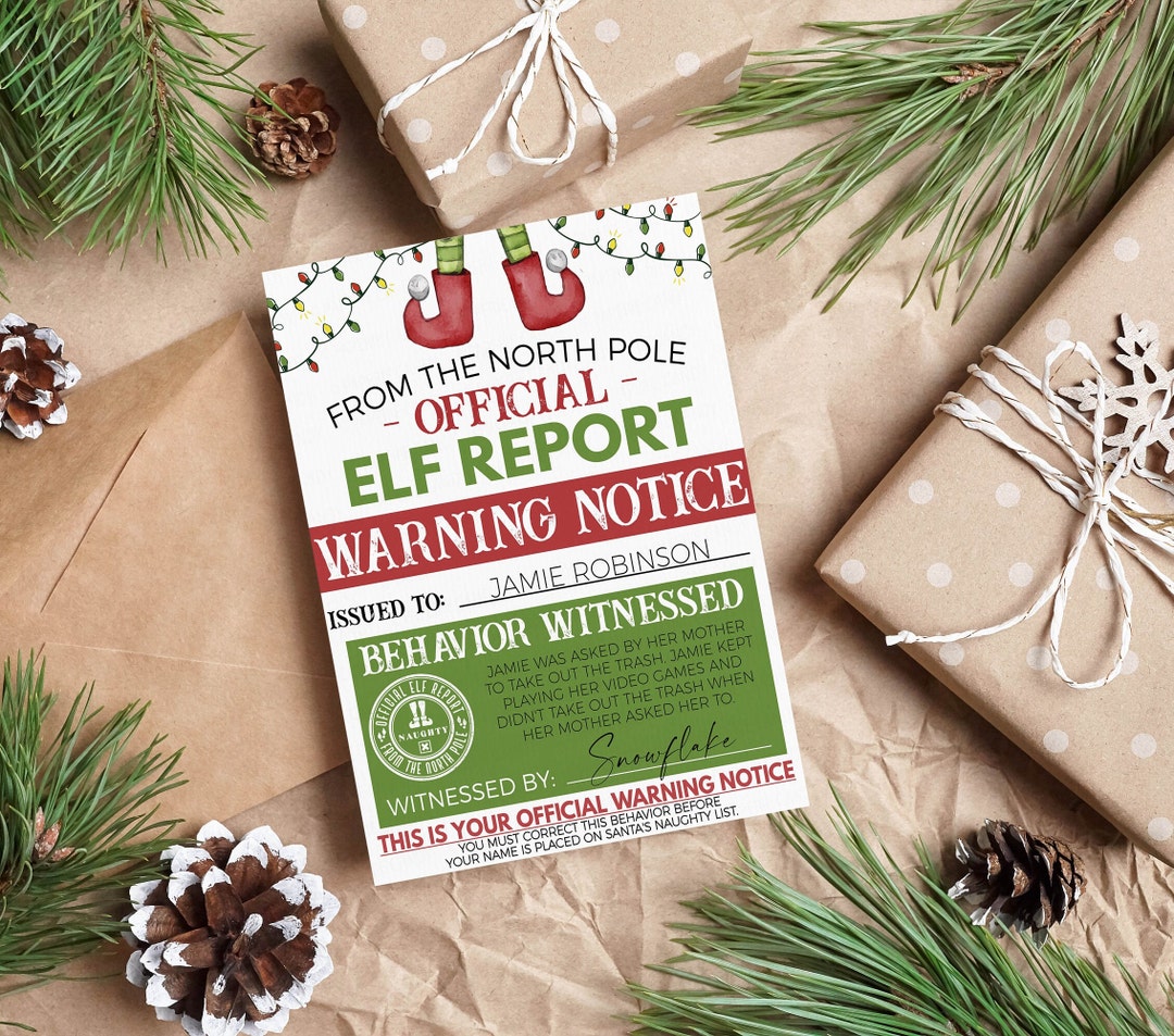 Elf Naughty Warning Report, Editable Elf Letter, Printable Elf Letter ...
