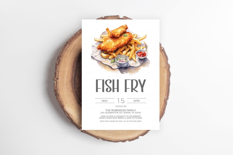 Fish Fry Invitation Fish and Chips Invite Seafood Birthday - Etsy