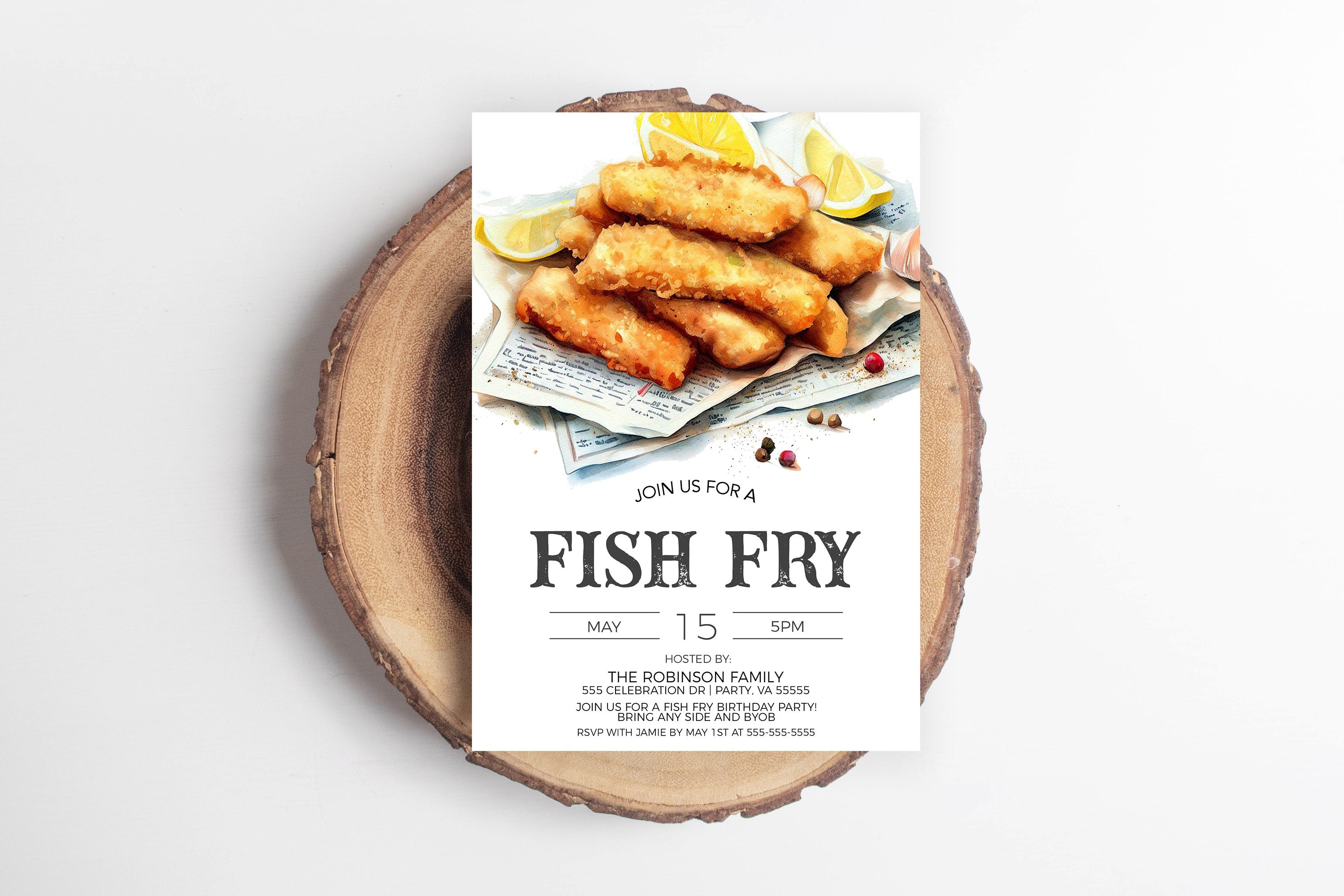 Fish Fry Invitation, Fish and Chips Invite, Seafood Birthday Party ...