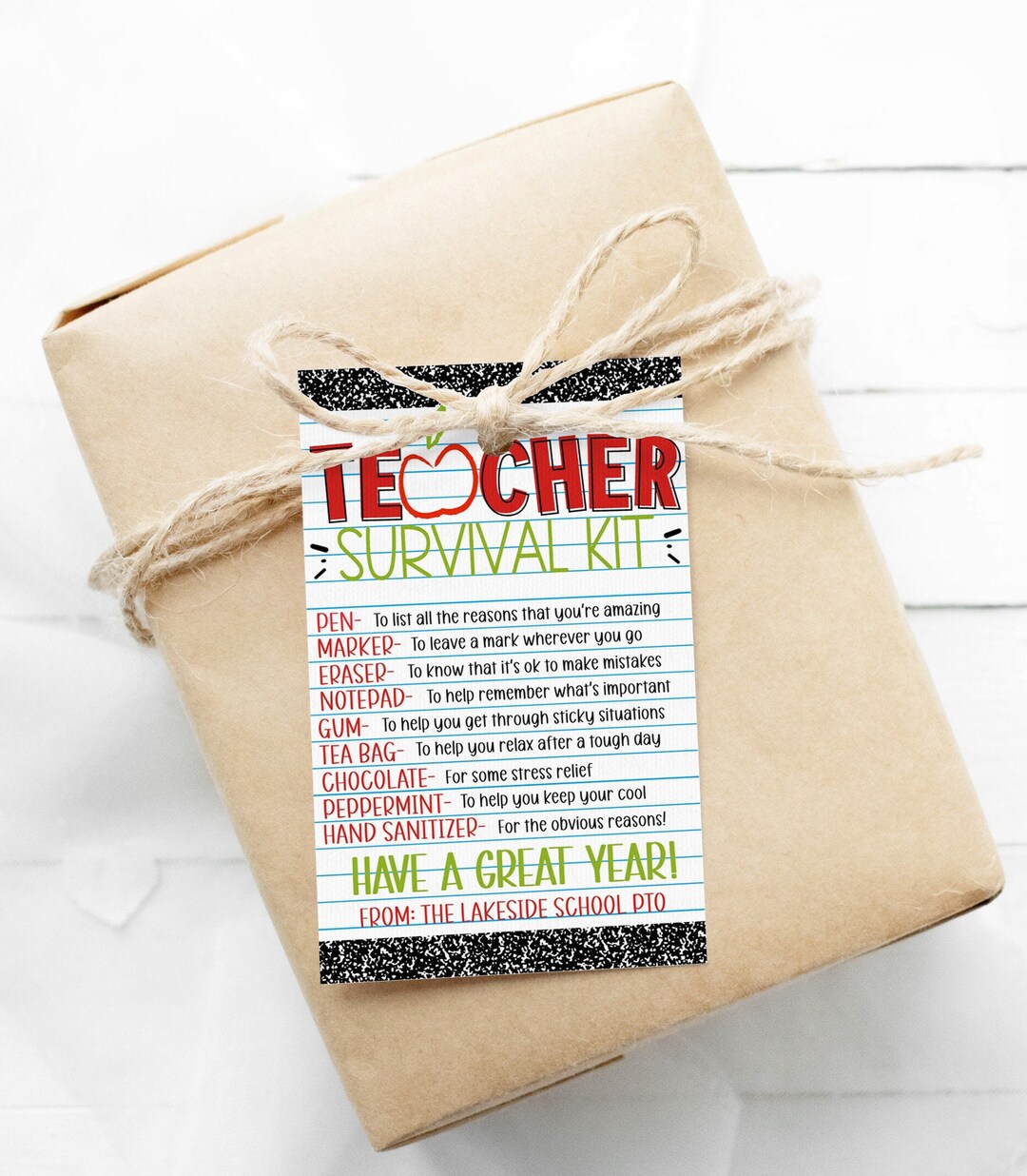 Teacher Survival Kit Gift Tag, Welcome Back First Day, New Teacher Gift ...