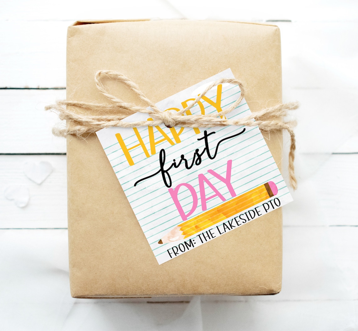 Happy First Day Gift Tag Back to School First Day Label - Etsy
