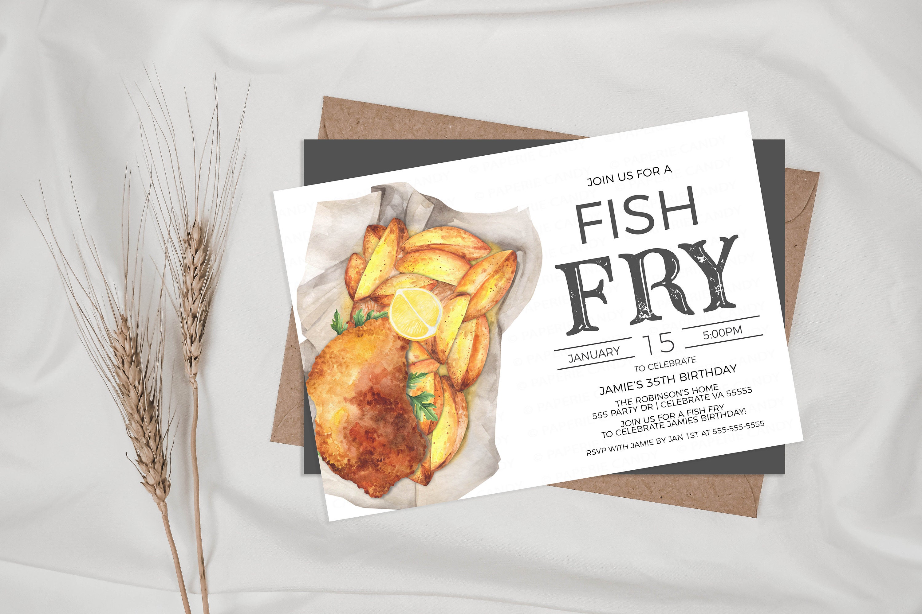 Fish Fry Invitation Fish and Chips Invite Seafood Birthday - Etsy