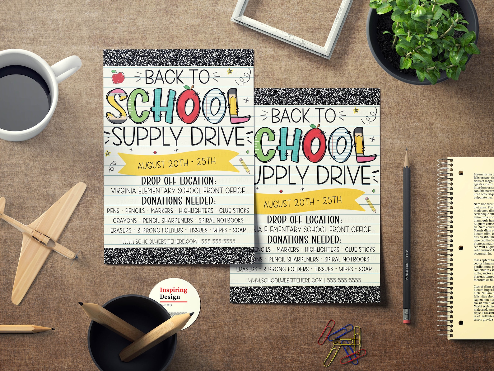 School Supply Drive Flyer, Printable Editable PTO PTA Flyer, Supplies ...
