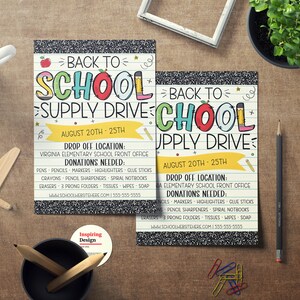 School Supply Drive Flyer, Printable Editable PTO PTA Flyer, Supplies ...