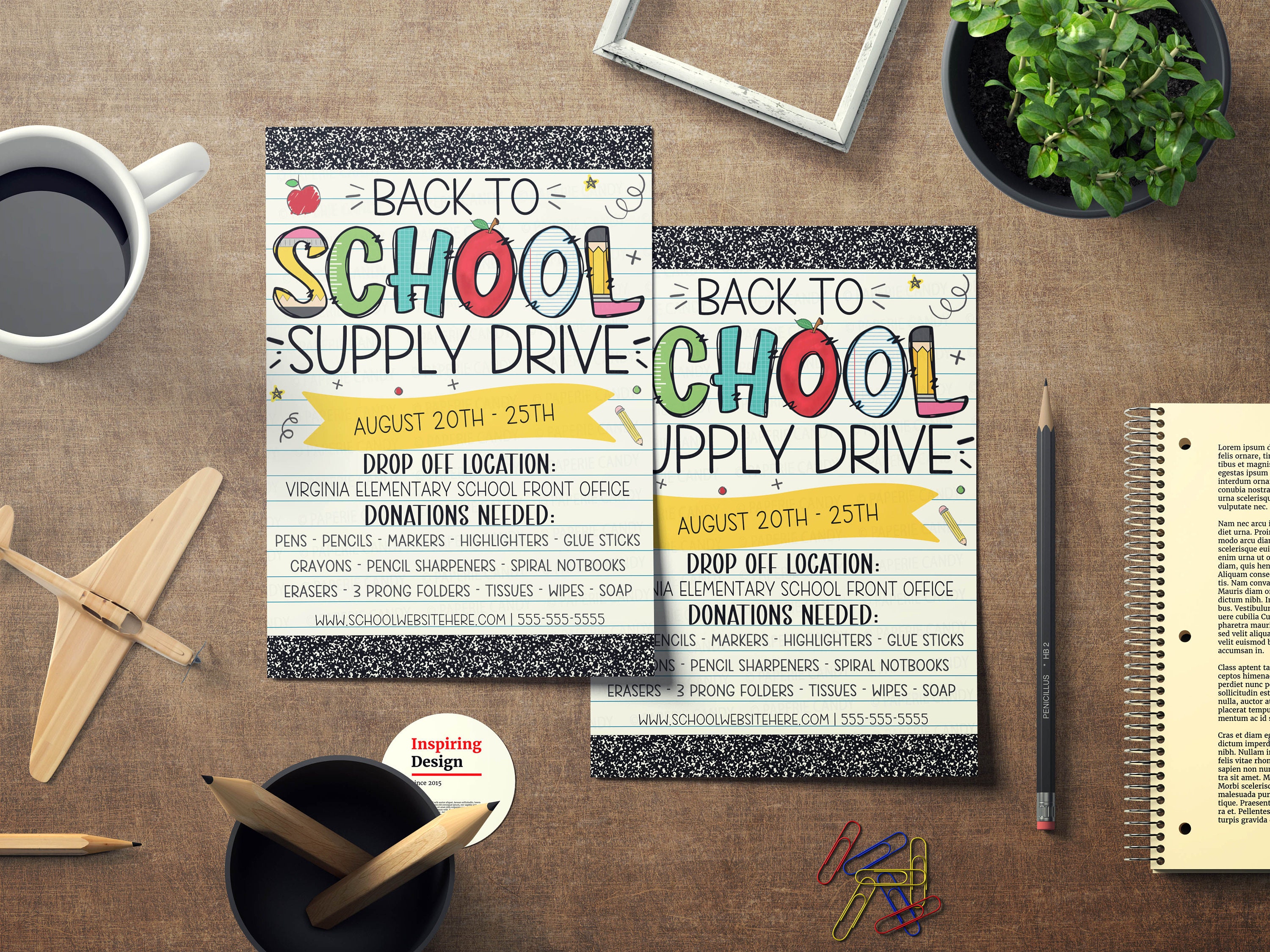 School Supply Drive Flyer, Printable Editable PTO PTA Flyer, Supplies ...
