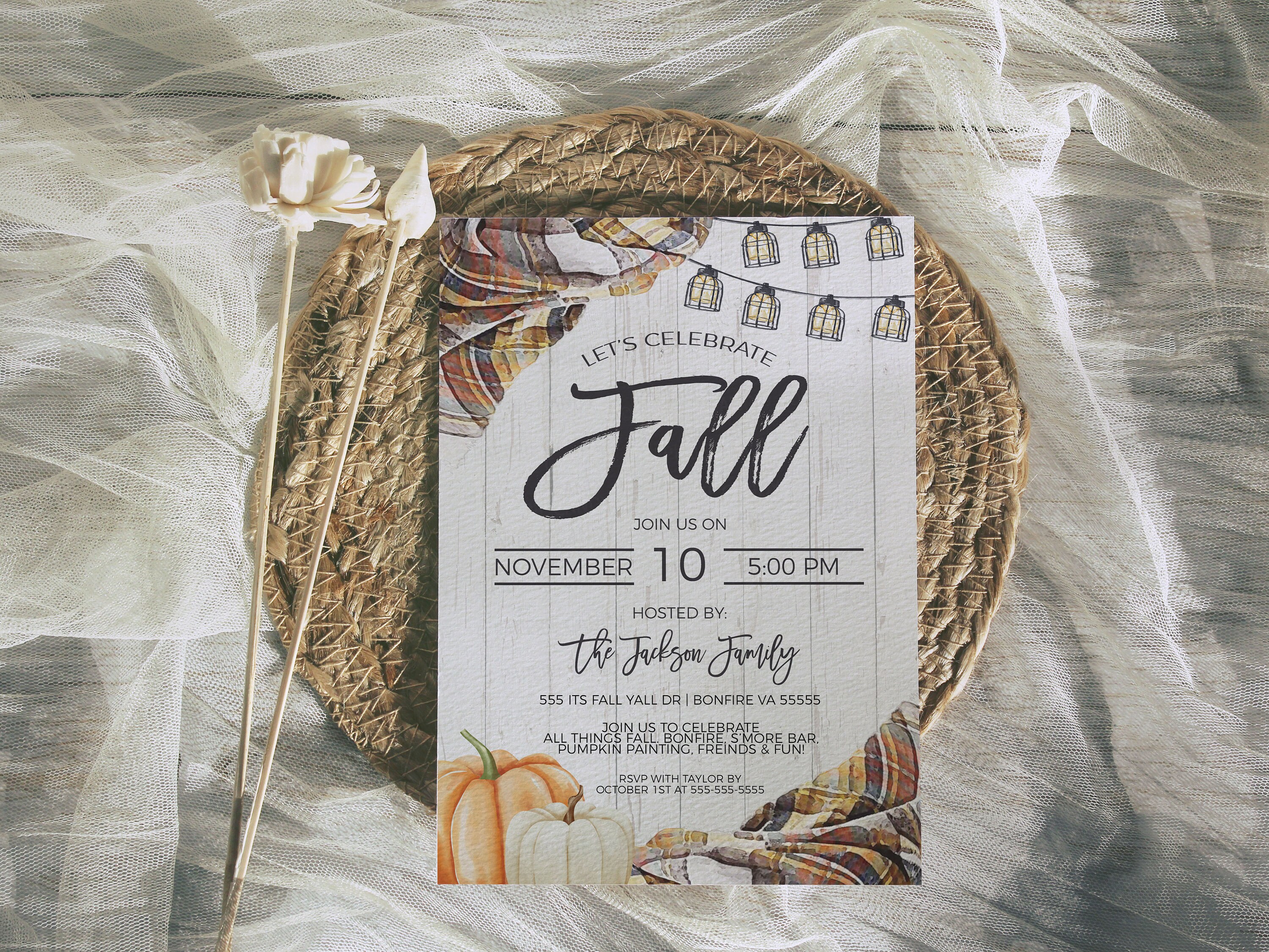 Fall Celebration Invitation, Autumn Neighborhood Fall Fest Party Invite ...