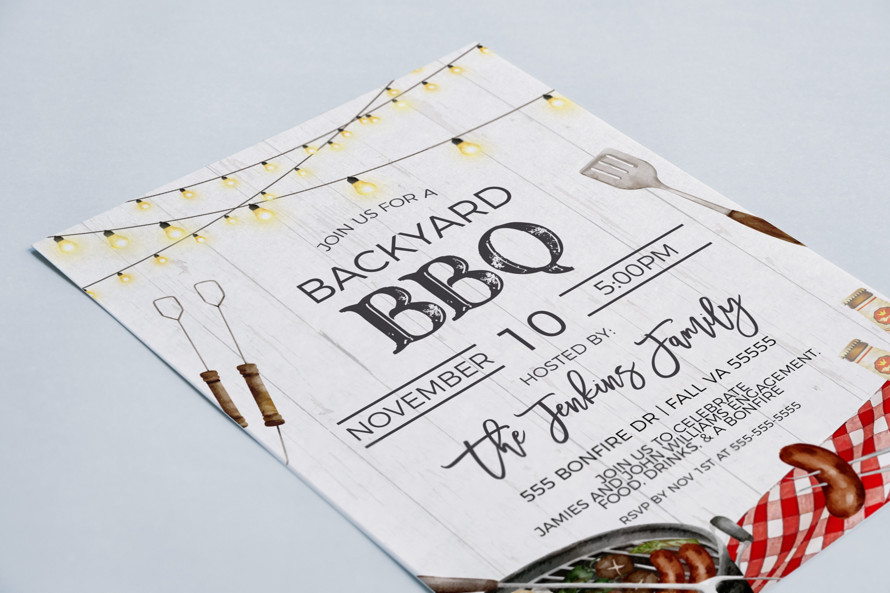 Backyard BBQ Invitation Barbeque Burgers Beer Invite - Etsy