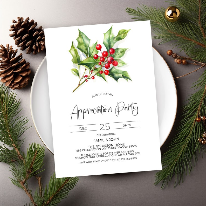 Holiday Appreciation Party Invitation Holiday Grateful - Etsy