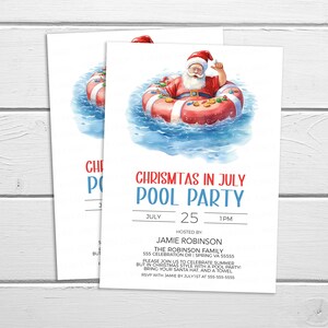 Christmas in July Pool Party Invitation, Christmas in Summer Pool Party ...