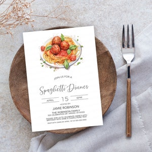 Spaghetti Invitation, Spaghetti Invite, Italian Pasta Dinner, Rehearsal ...
