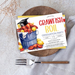 Crawfish Boil Graduation Invitation, Crawfish Boil Grad Invite ...